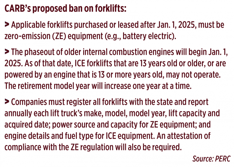 PERC examines CARB ban on internal combustion engine forklifts - LP Gas